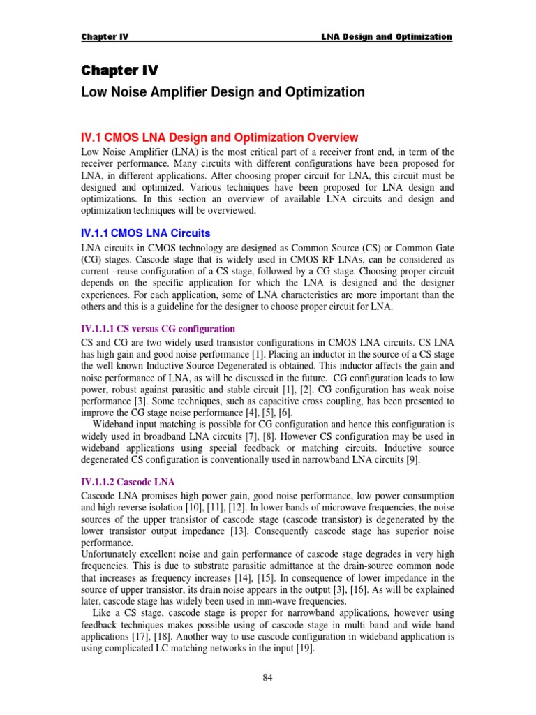 CMOS LNA Design and Optimization | PDF | Cmos | Amplifier