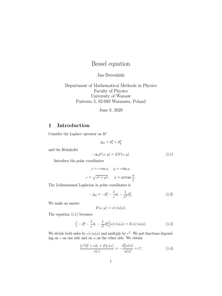 Bessel | PDF | Mathematical Analysis | Mathematical Objects
