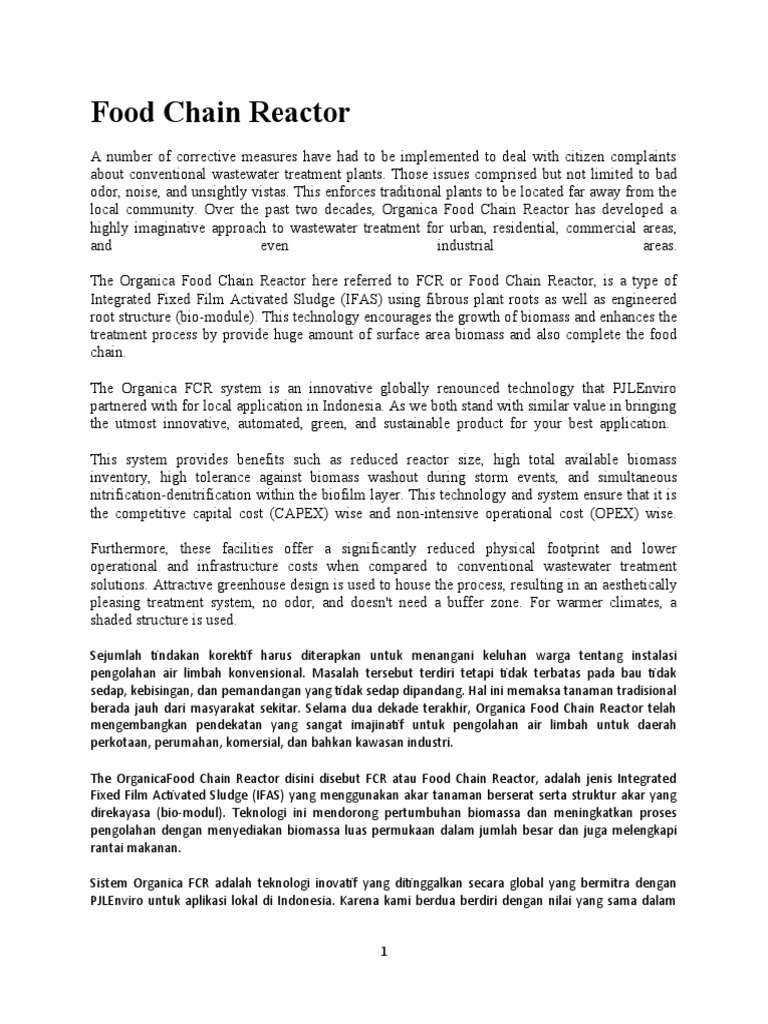 Food Chain Reactor | PDF | Sewage Treatment | Organic Farming