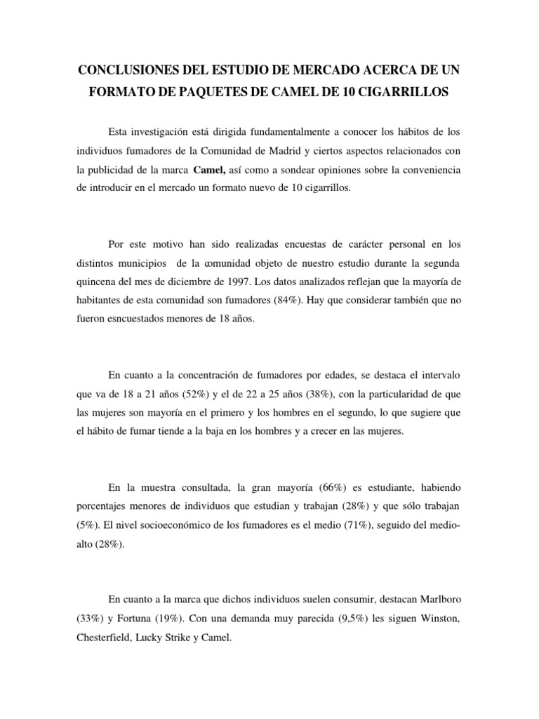 Conclusiones Del Estudio de Mercado | PDF