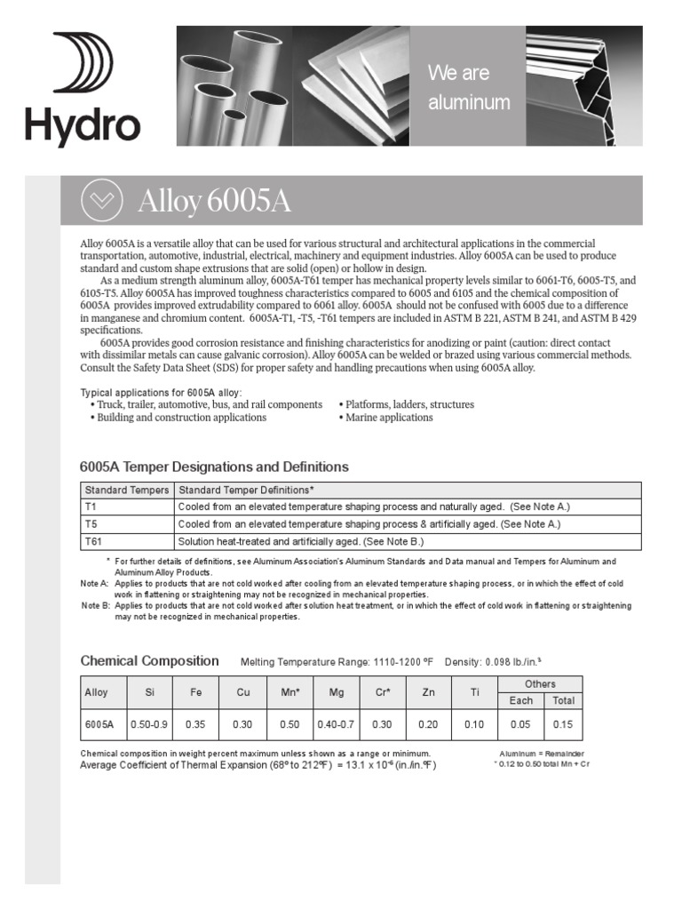 Alloy 6005A: We Are Aluminum | PDF | Alloy | Materials