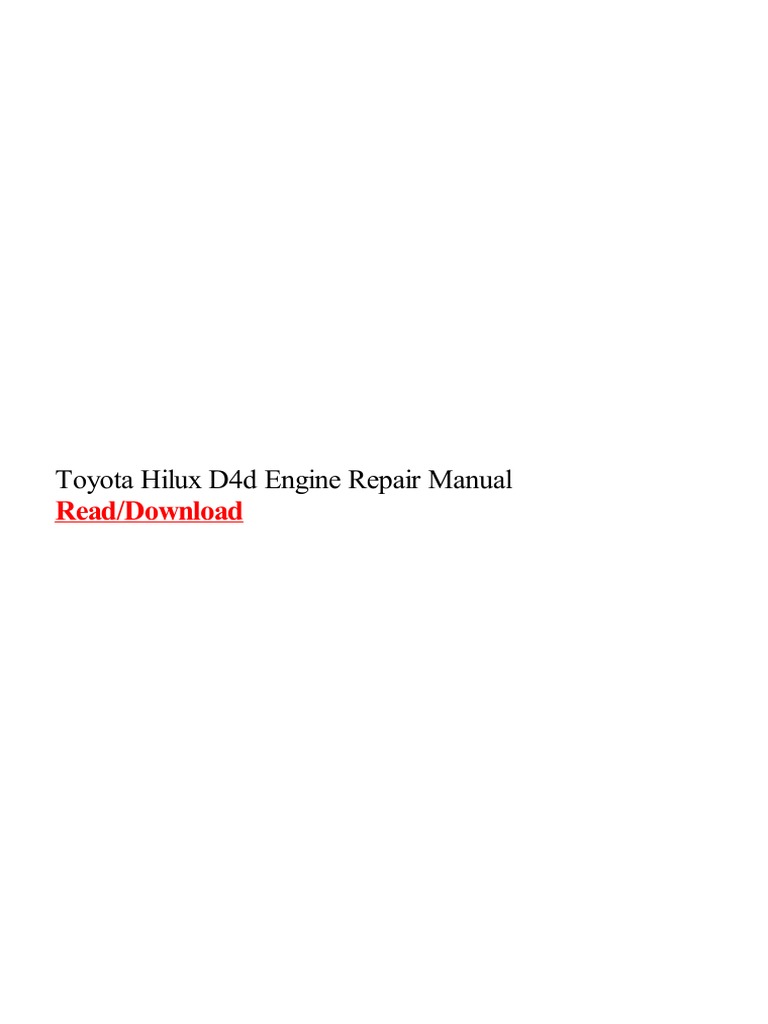 Toyota Hilux d4d Engine Repair Manual PDF | PDF | Toyota | Off Roading