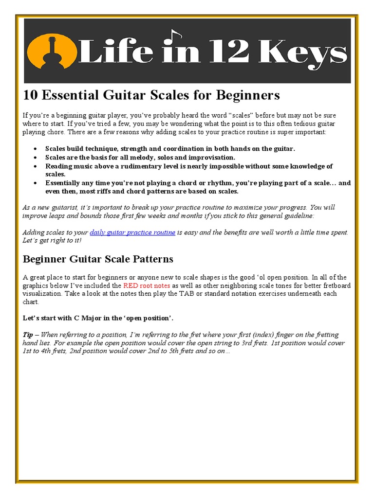 10 Essential Guitar Scales For Beginners | PDF | Guitars | Scale (Music)