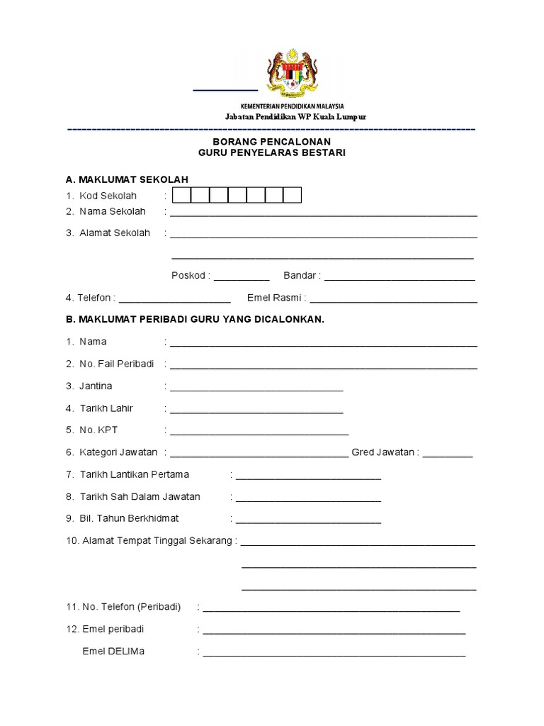 Borang Pencalonan GPB 2021 | PDF