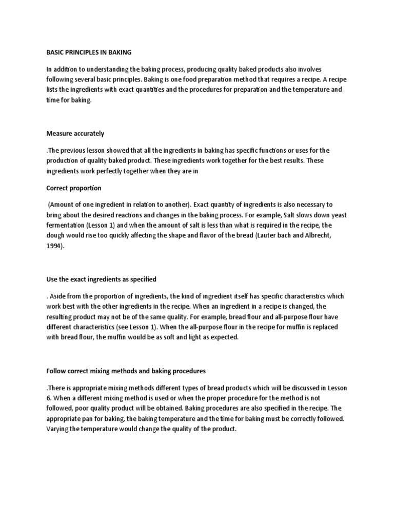 Basic Principles in Baking | PDF | Breads | Baking