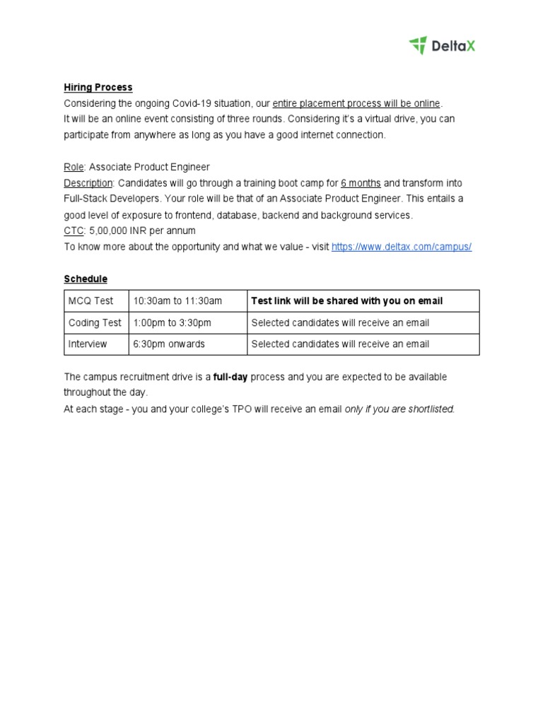 DeltaX - Virtual Campus Drive 2021 | PDF