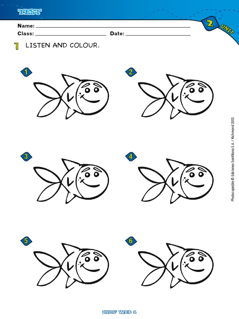 Listen and Colour.: Name: Class: Date | PDF