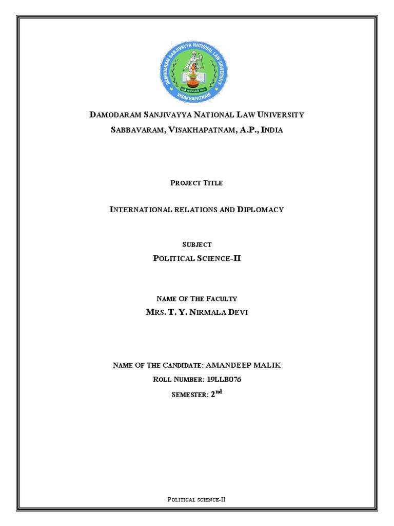 Political Science Project 19LLB076 | PDF | International Relations ...