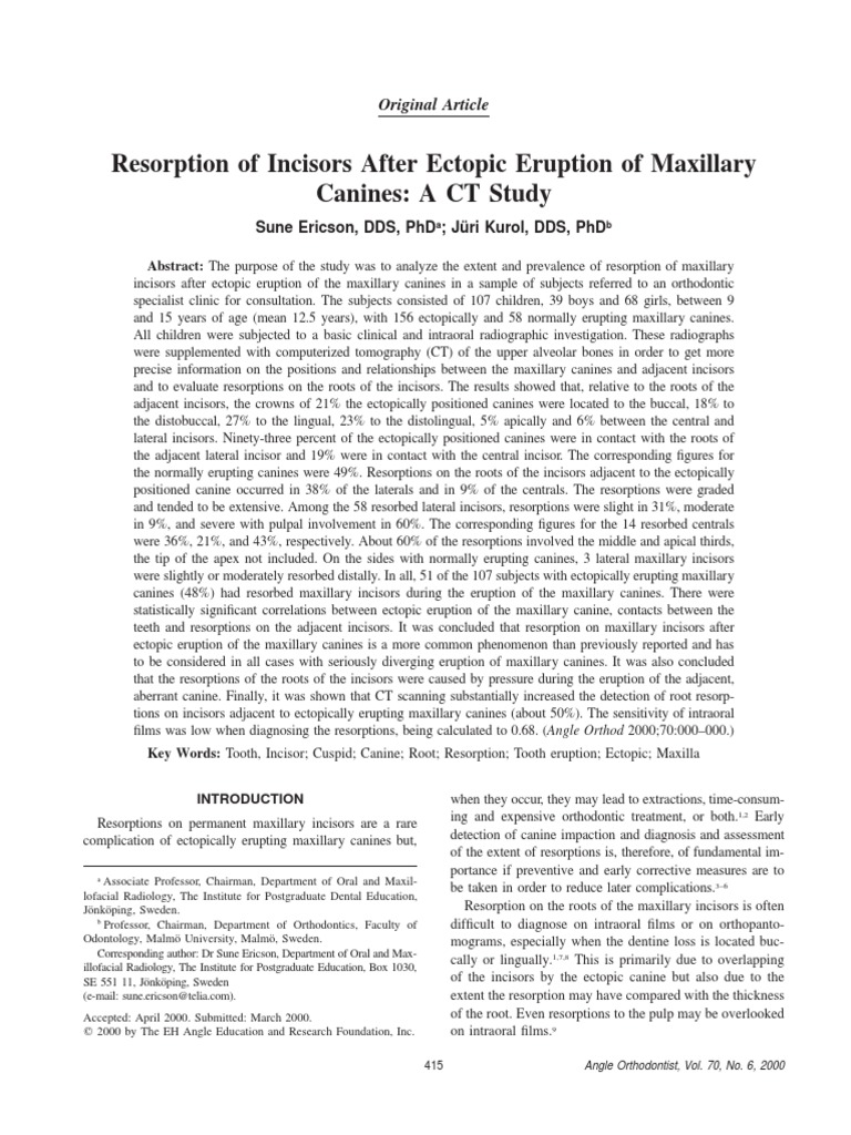 Erickson Kurol (CT Study) | PDF | Human Tooth | Dental Anatomy