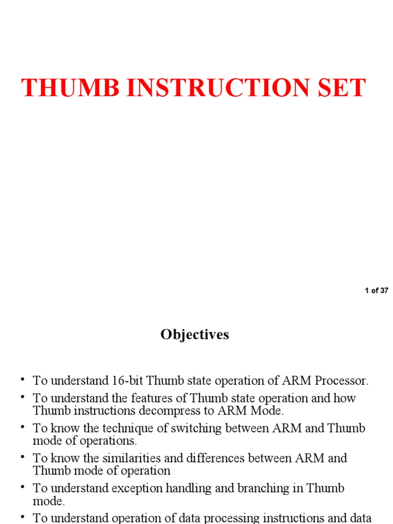 Thumb Instruction Pdf