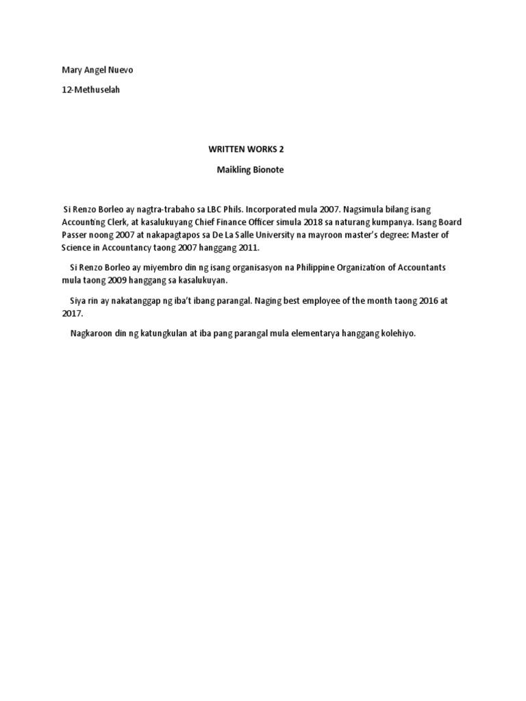 Bionote Written2 | PDF