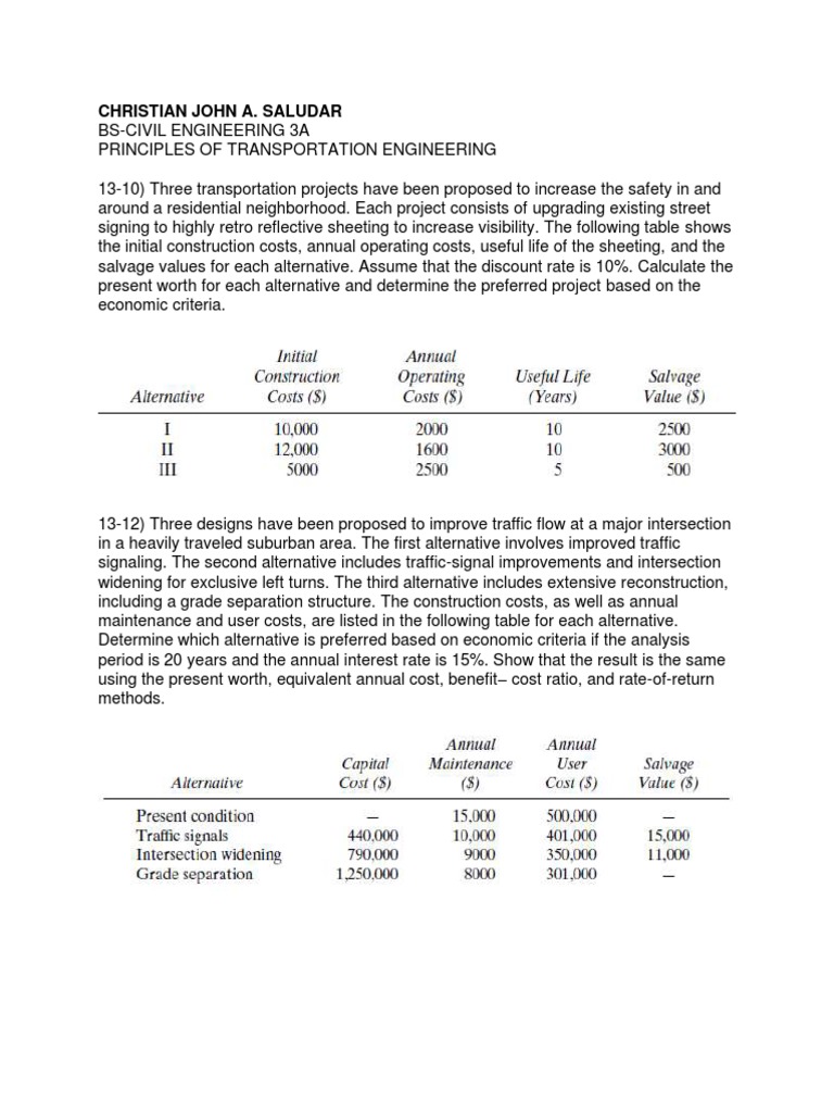 Tla - 13-10.13-12 Principles of Transportation Engineering - Saludar | PDF