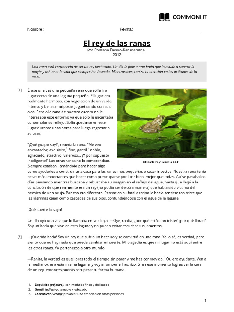 Commonlit - Es - El Rey de Las Ranas - Student | PDF | Naturaleza