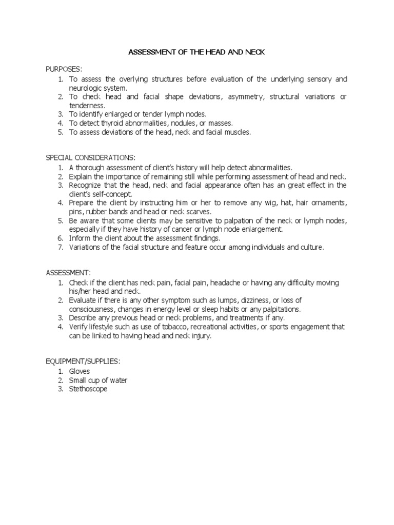Head and Neck Assessment Guide | PDF | Neck | Thyroid
