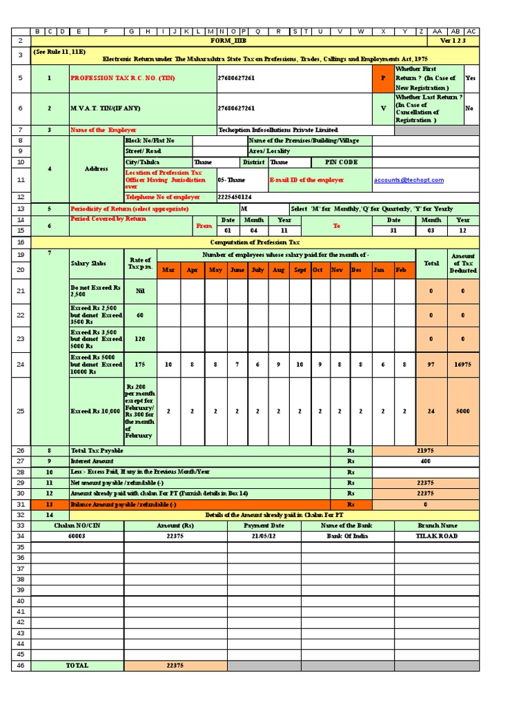 FORM-IIIB | PDF | Microsoft Excel | Government Finances