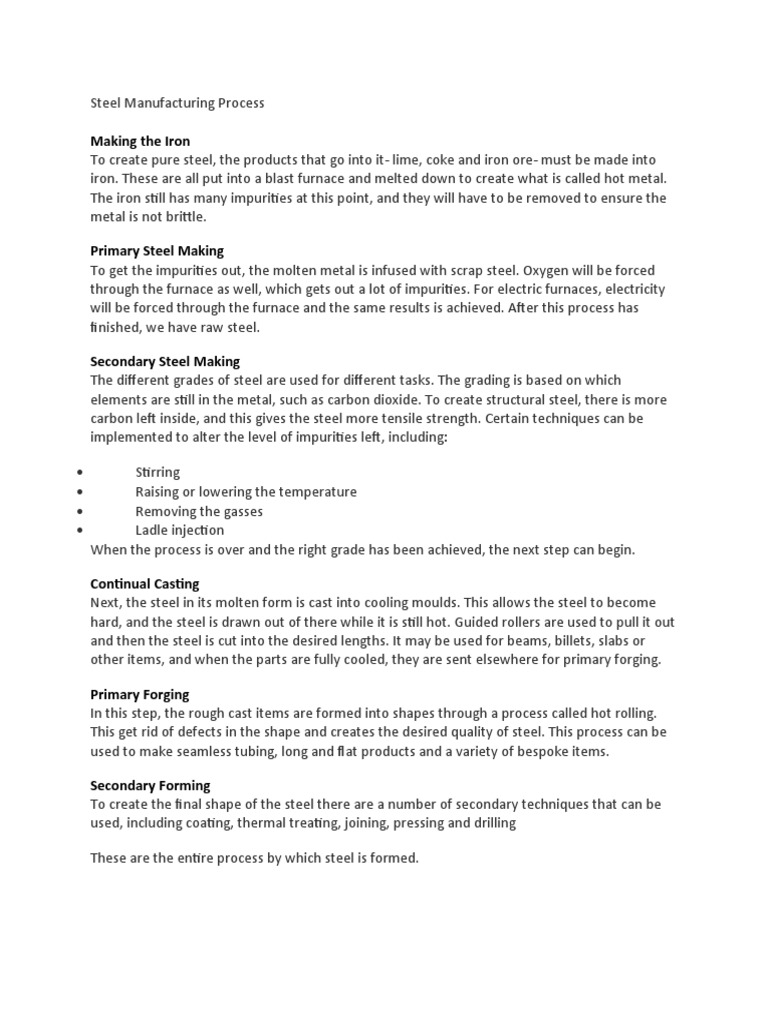 Steel Manufacturing Process | PDF