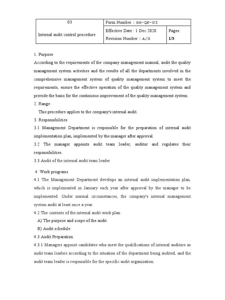 Internal Audit Procedure | PDF | Internal Audit | Audit