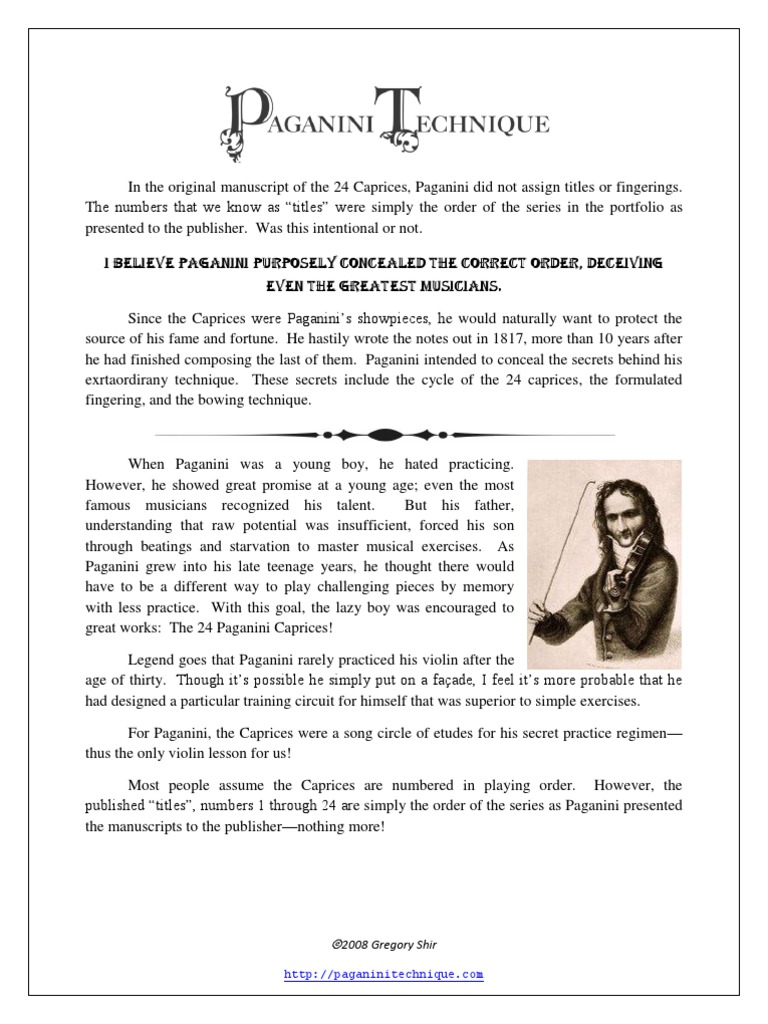 Paganini Technique For LA Musician's Union 47 Overture | PDF | Violin ...
