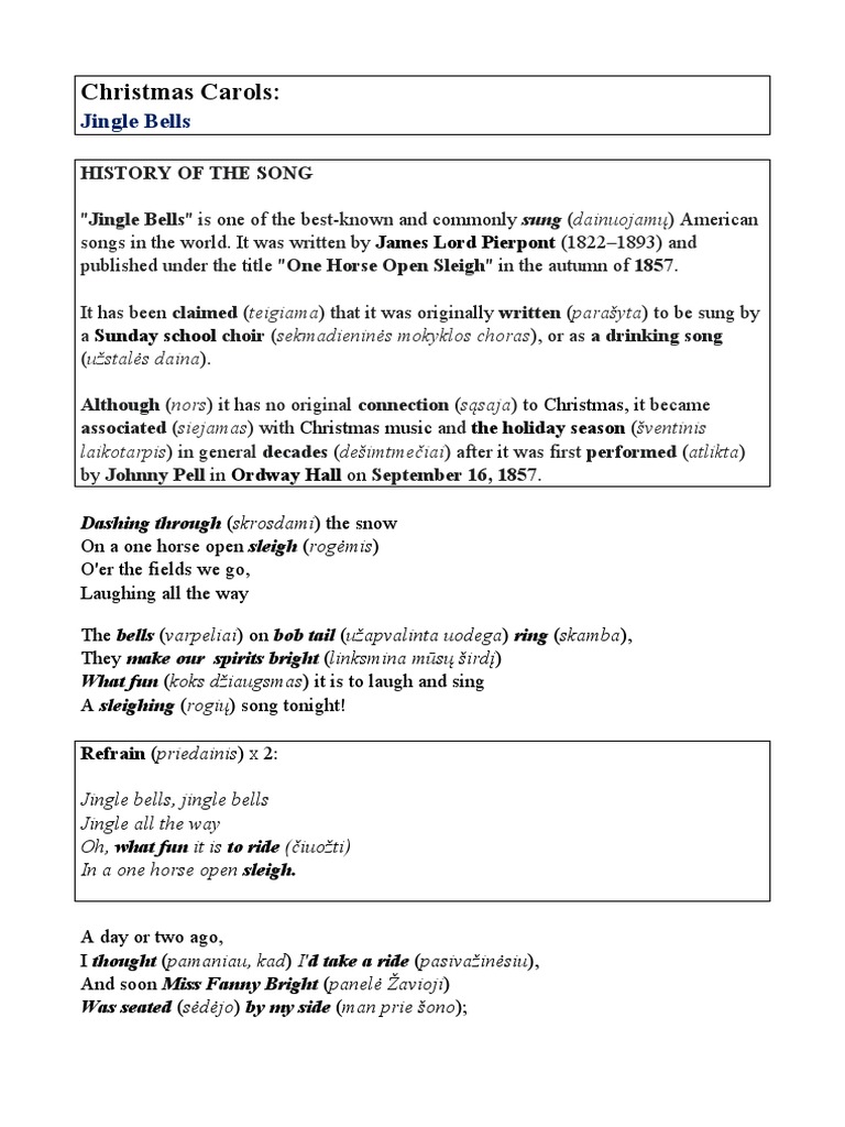 Christmas Carols:: Jingle Bells | PDF | Christmas Traditions | Children ...