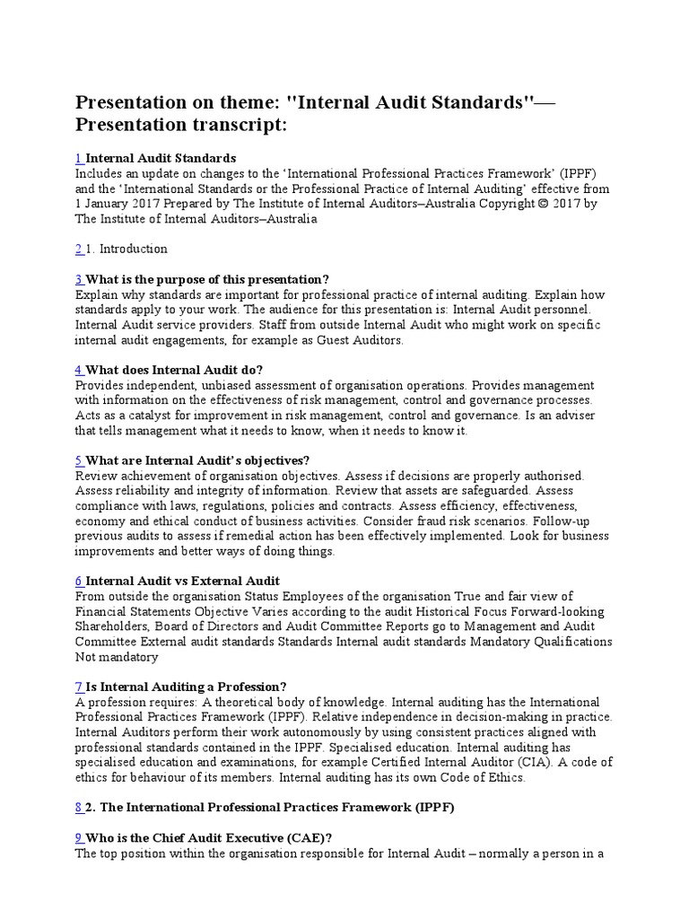 Presentation On Theme | PDF | Internal Audit | Audit