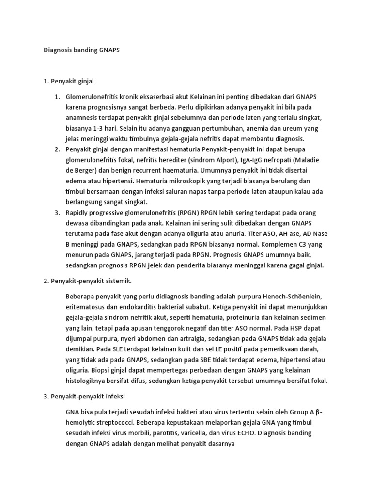 Diagnosis Banding GNAPS | PDF