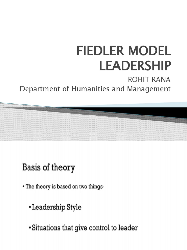 Fiedler Model Leadership: Rohit Rana Department of Humanities and ...