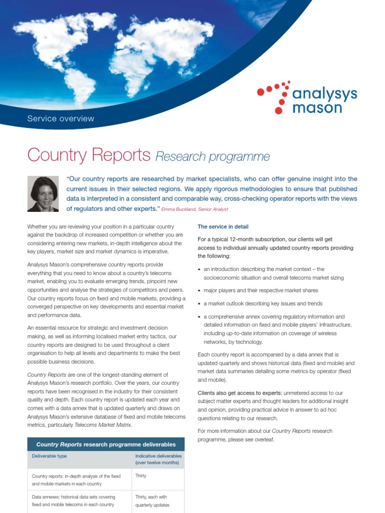Analysys Mason Country Reports Data Sheet | PDF | Intelligence Analysis ...