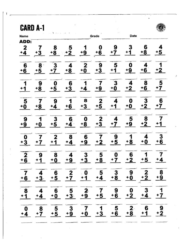 DD Cards For Grade 1 | PDF