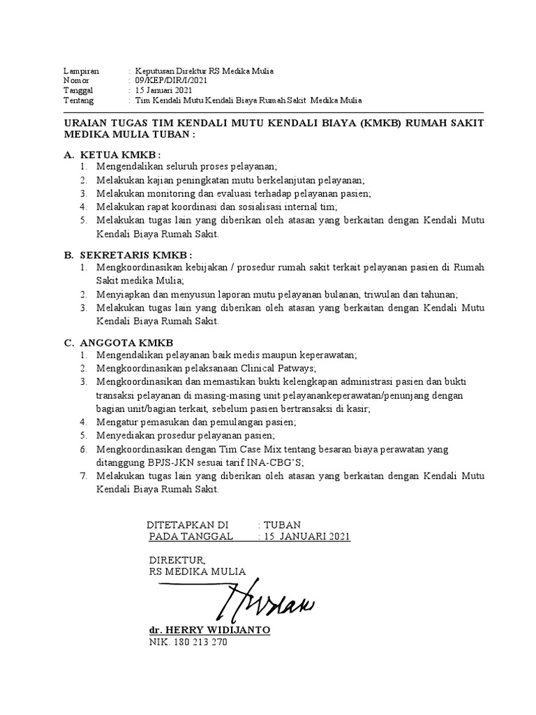 Urgas Tim Kendali Mutu Dan Biaya | PDF