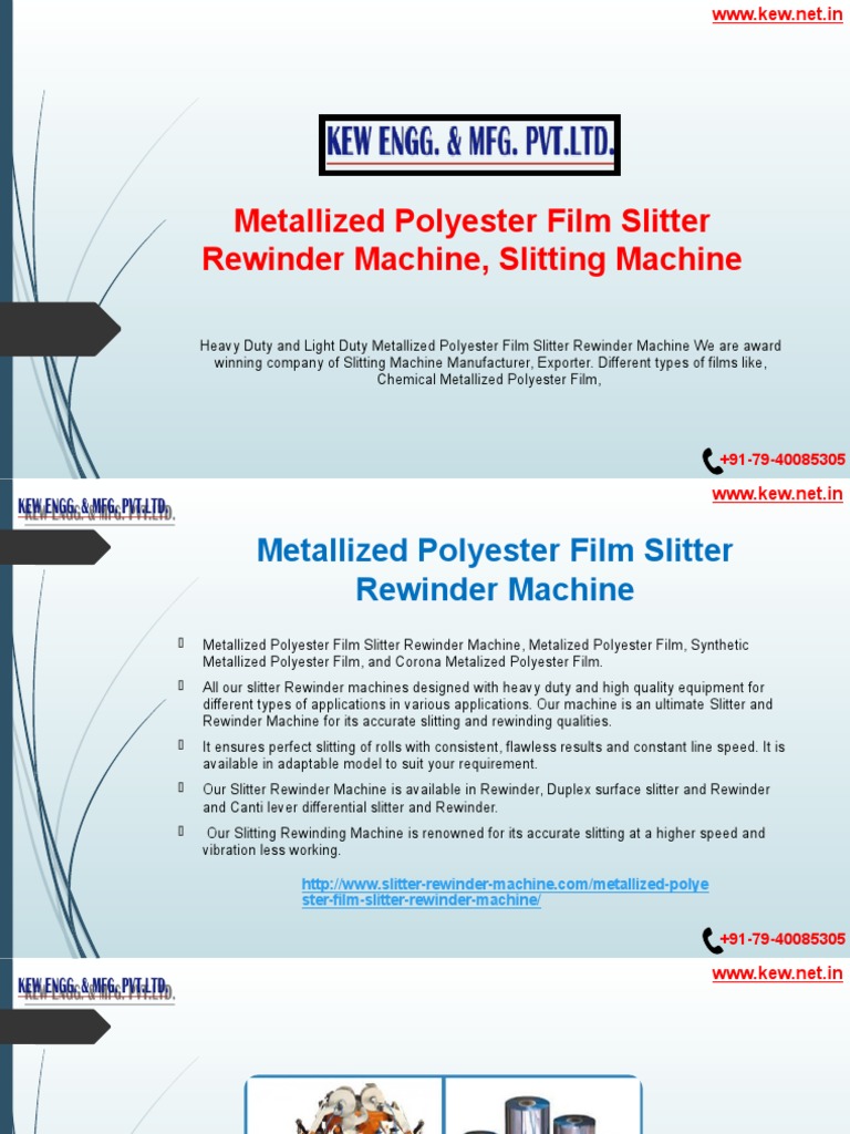 Metallized Polyester Film Slitter Rewinder Machine, Slitting | PDF ...
