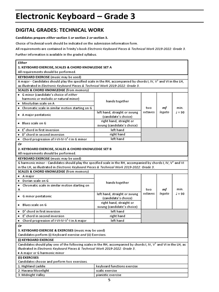 Electronic Keyboard - Grade 3: Digital Grades: Technical Work | PDF ...