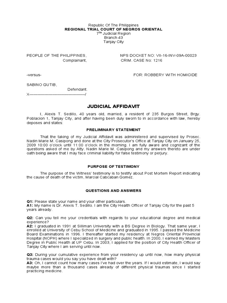 JA Sample | Download Free PDF | Affidavit | Heart
