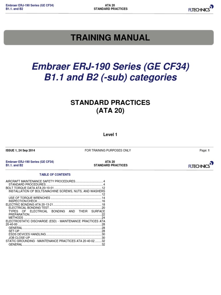 Embraer ERJ-190 Series (GE CF34) B1.1 and B2 (-Sub) Categories | PDF ...