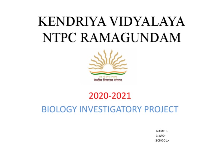 Front Page For Investigatory Project | PDF