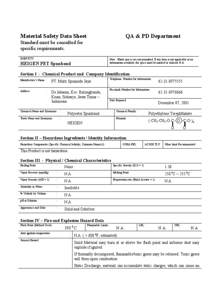 MSDS Pet | PDF | Fires | Firefighting