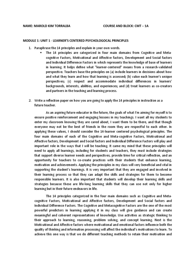 Applying Learner-Centered Principles | PDF | Metacognition | Motivation