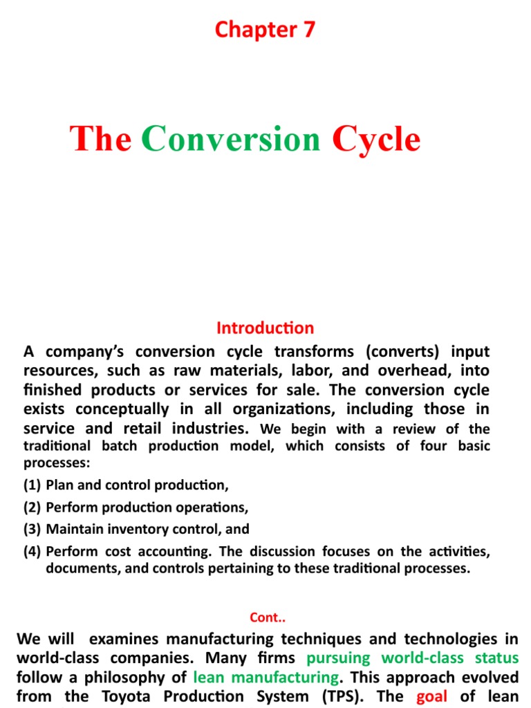 Conversion Cycle & Lean Manufacturing | PDF | Lean Manufacturing ...