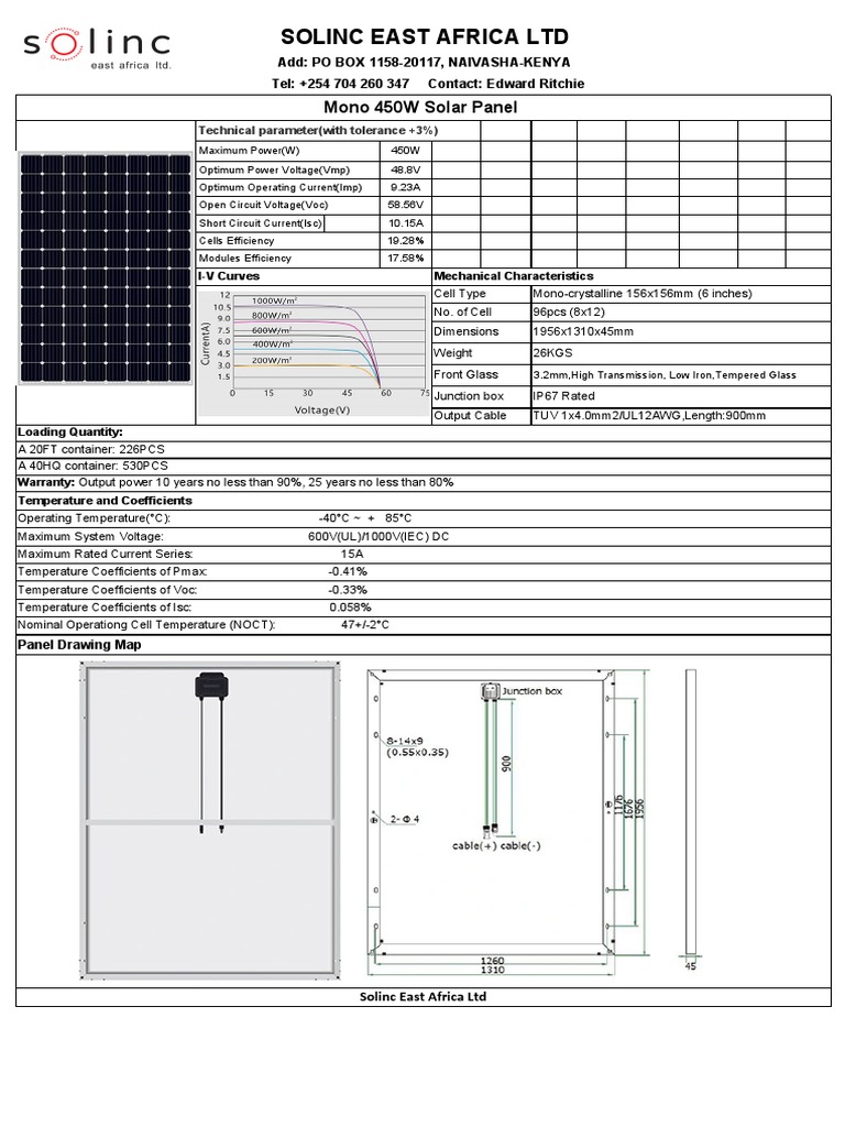 450W Mono SOLINC SOLAR PANELS | PDF | Solar Panel | Electronics