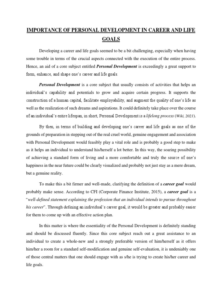 Importance of Personal Development in Career and Life Goals PDF | PDF ...