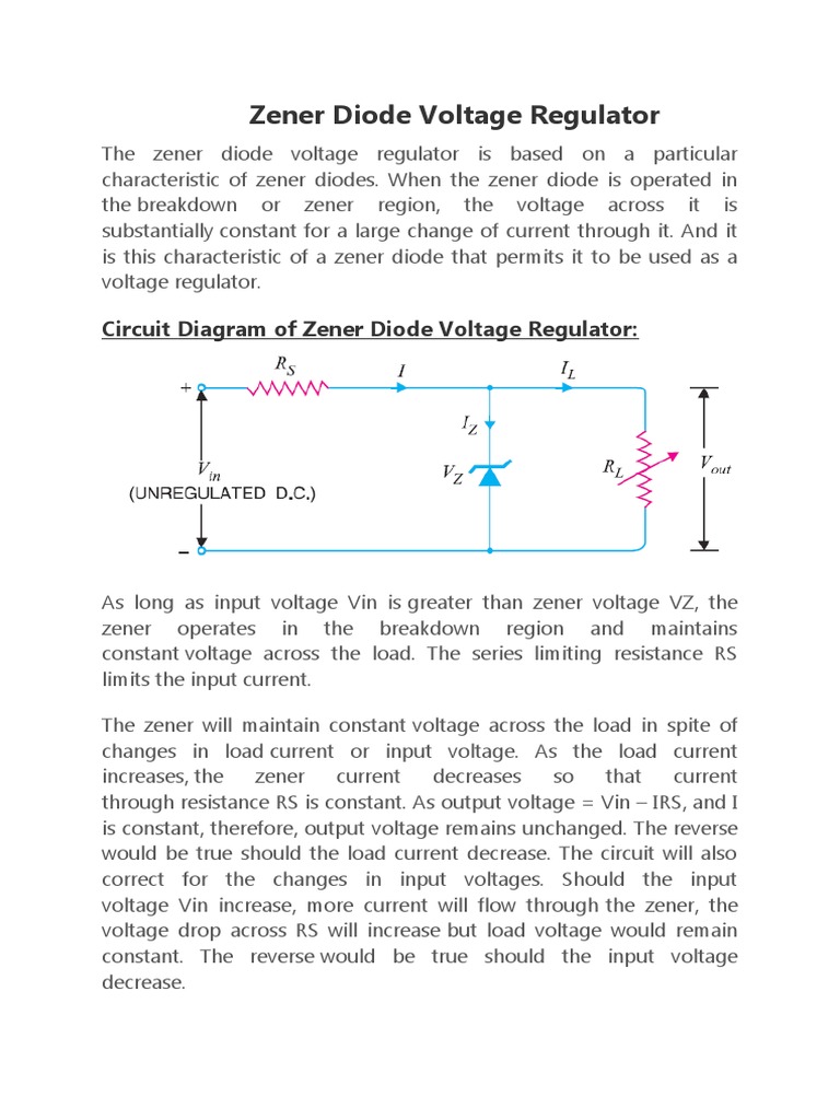 Zener Diode Voltage Regulator | PDF | Diode | Electronic Circuits