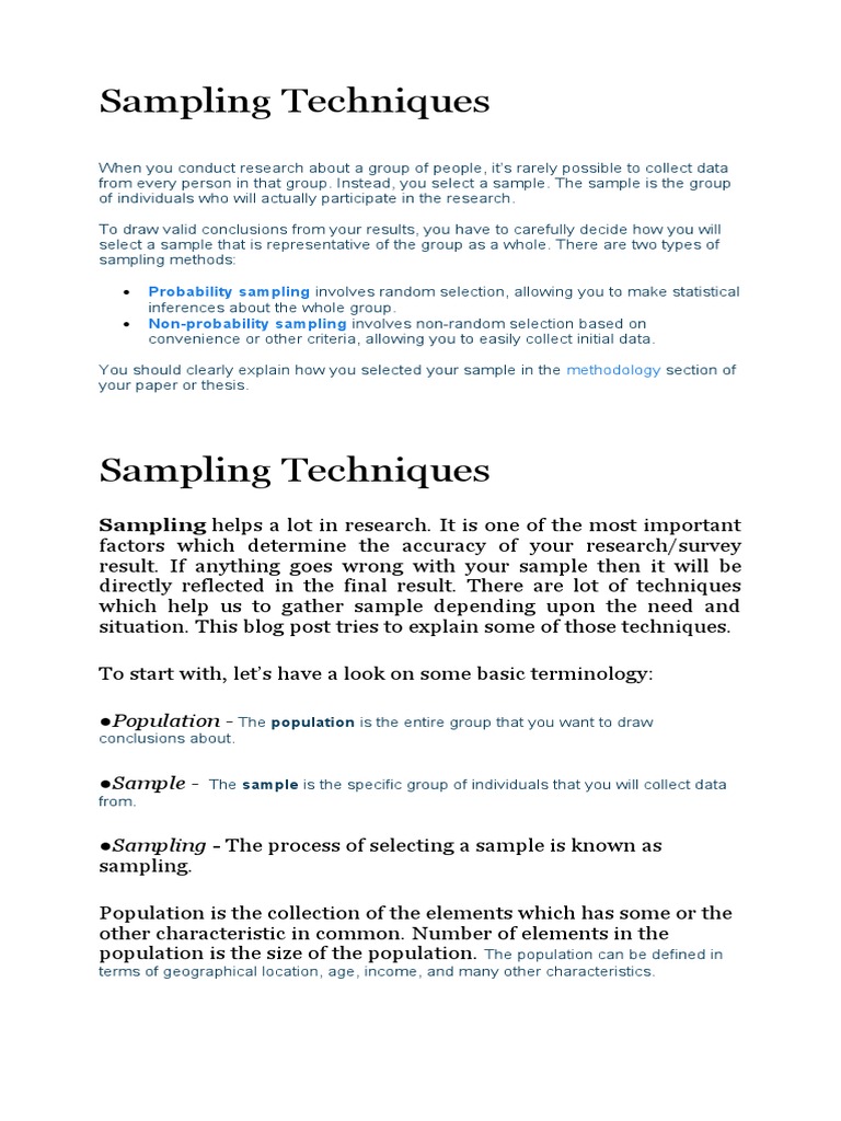 Sampling Techniques Download Free Pdf Sampling Statistics