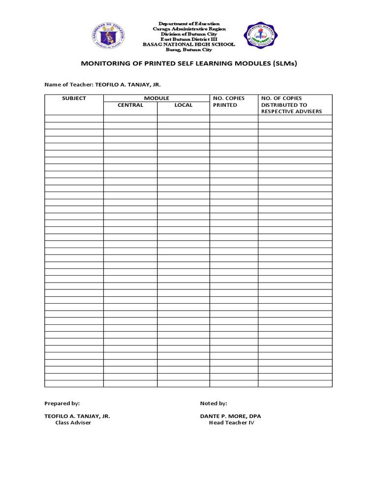 Monitoring of Printed Self Learning Modules (SLMS) | PDF