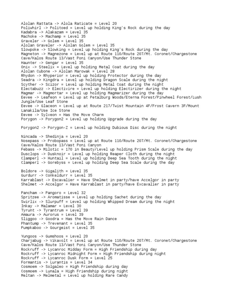 Eevee Evolution Chart Fire Red