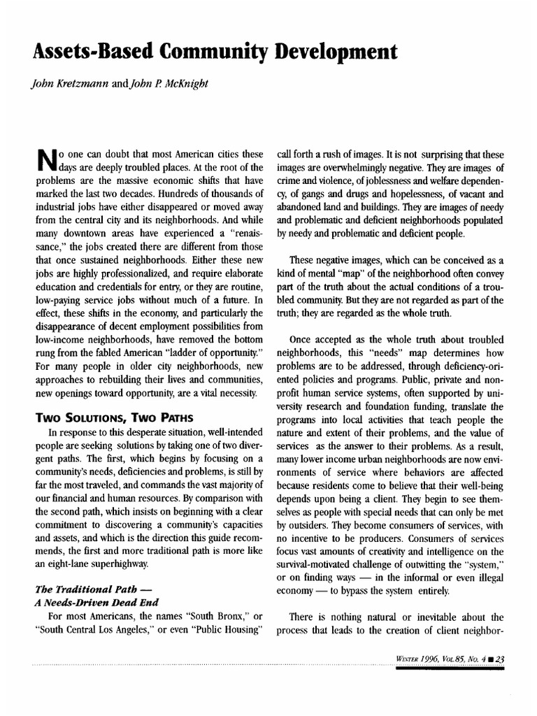 Assets-Based Community Development - Article | PDF | Community | Poverty
