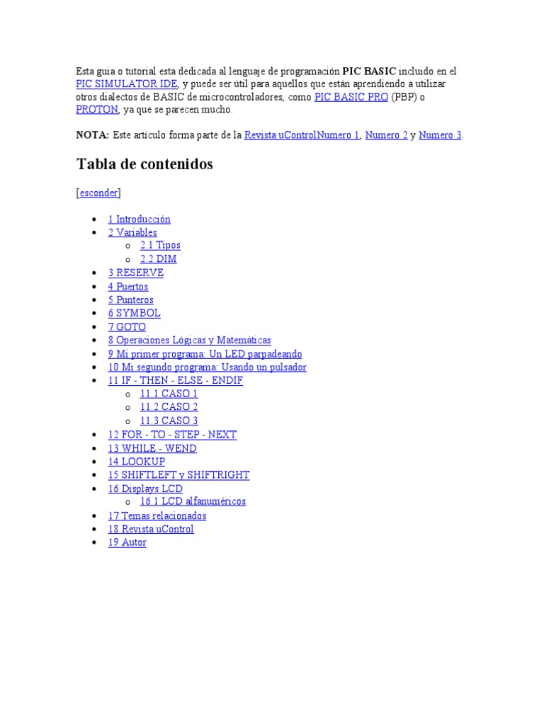 Esta Guia o Tutorial Esta Dedicada Al Lenguaje de Programación PIC ...