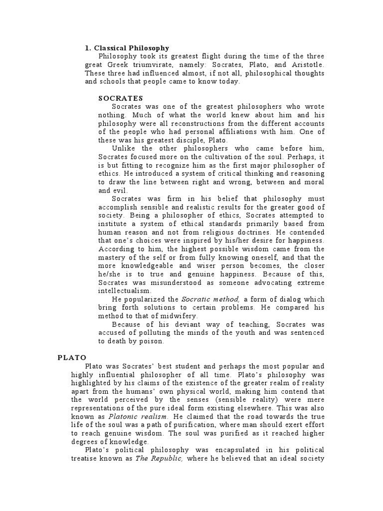 Classical Philosophy | PDF | Socrates | Plato