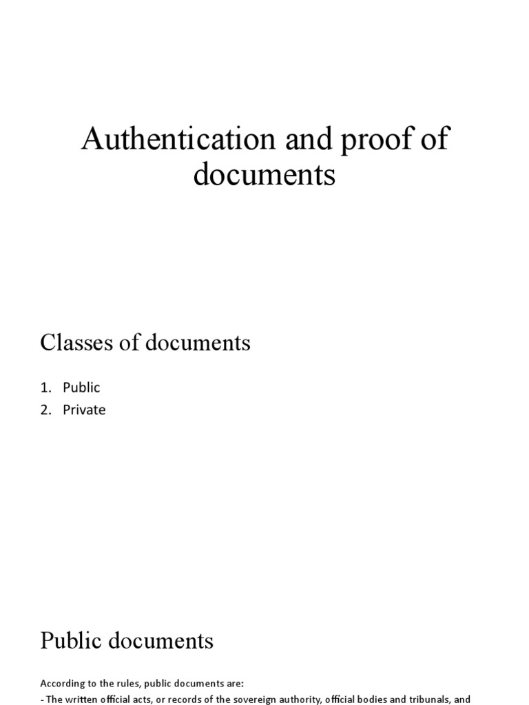 Authentication and Proof of Documents | PDF | Burden Of Proof (Law ...