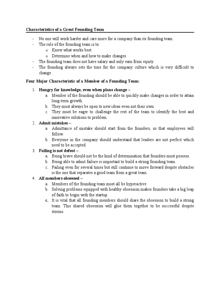 Traits of an Effective Founding Team | PDF | Business