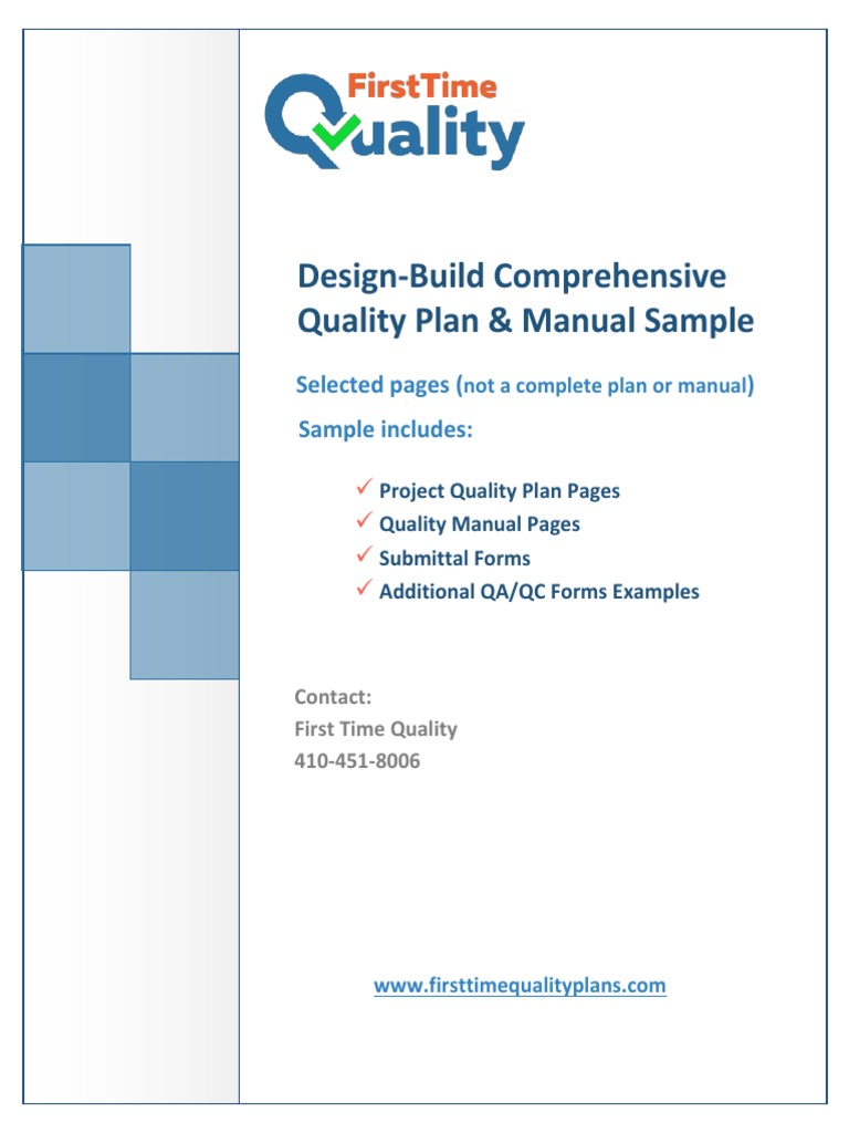 Design-Build Comprehensive Quality Plan & Manual Sample: Selected Pages ...