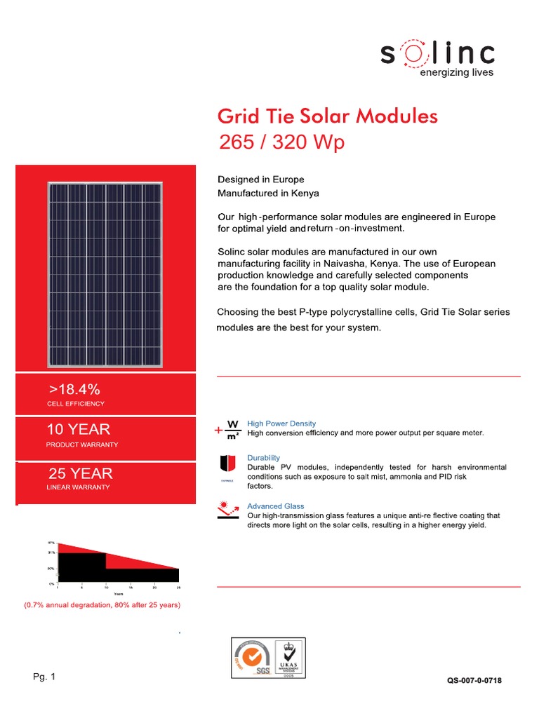 265 & 320 Grid Tie Modules PDF | PDF